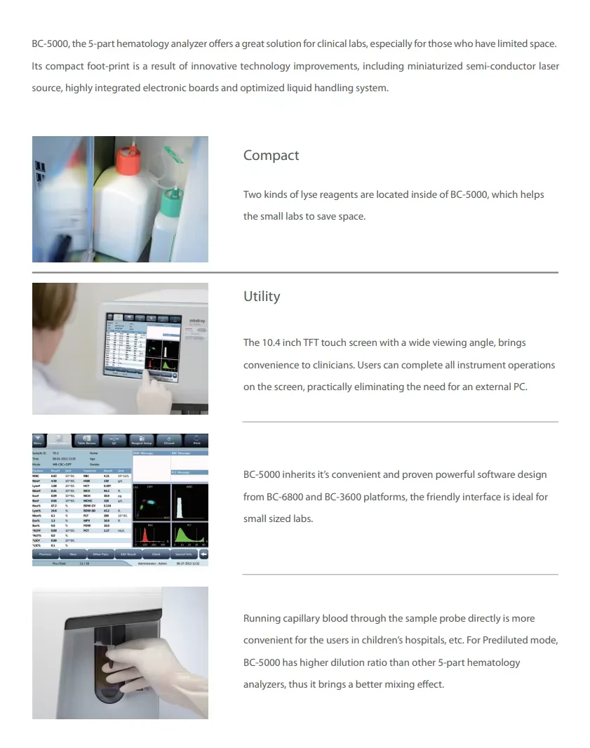 Mindray BC-5000 Auto Hematology Analyzer Veterinary Diagnostic ...