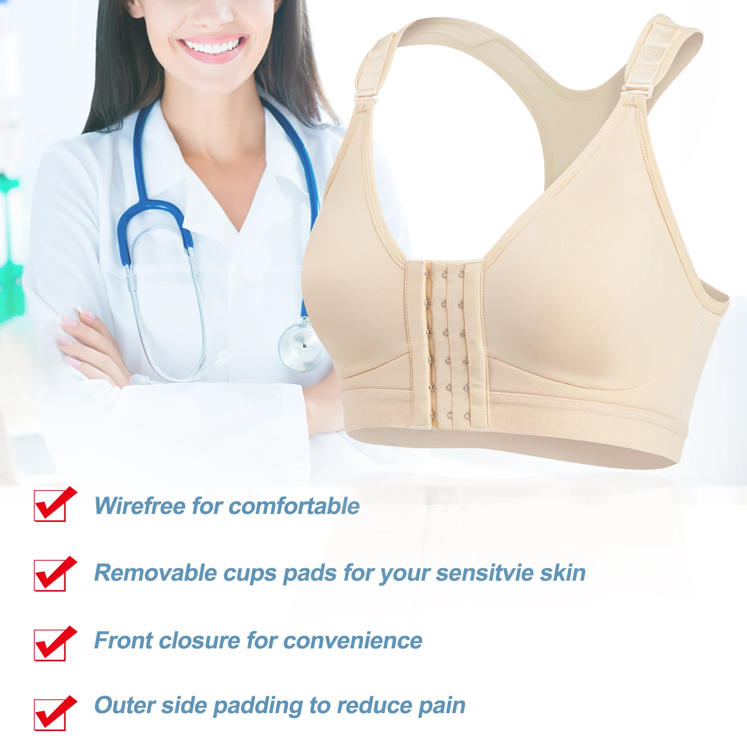 Postoperative Compression Bra Soutien Pour Sein Bralette Top Women Plus ...