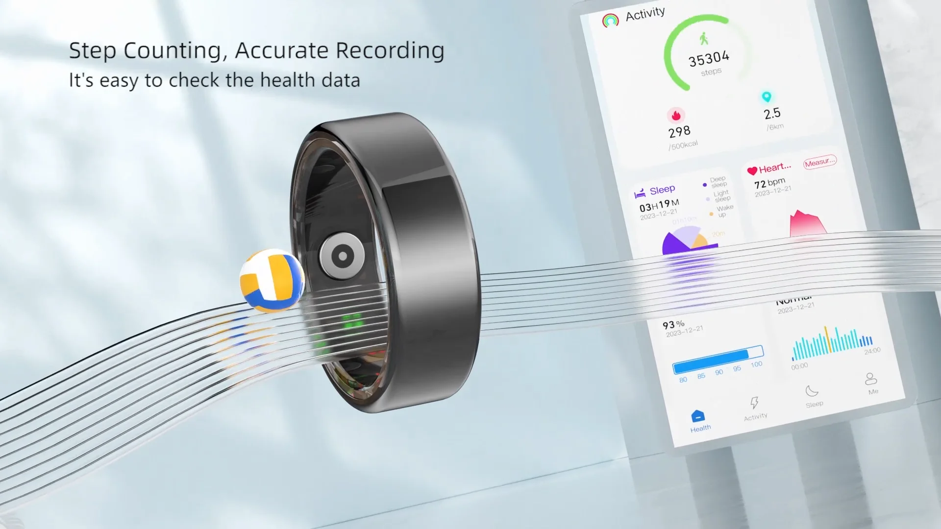 New Fashion Smart Health Ring For Men Fitness Tracker Sports Modes ...