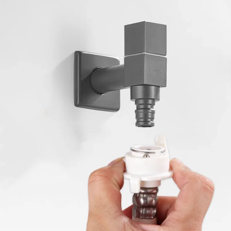 Brass Washing Machine Taps Wall Mounted Gun Grey Square Mop Taps ...
