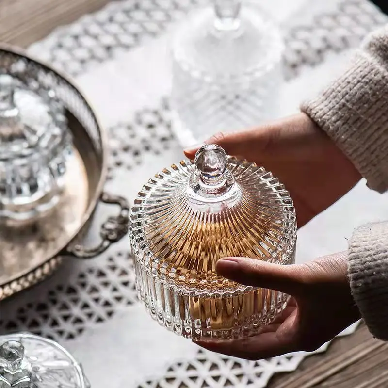 French Style Transparent Small Glass Food Container Candy Dried Fruit ...