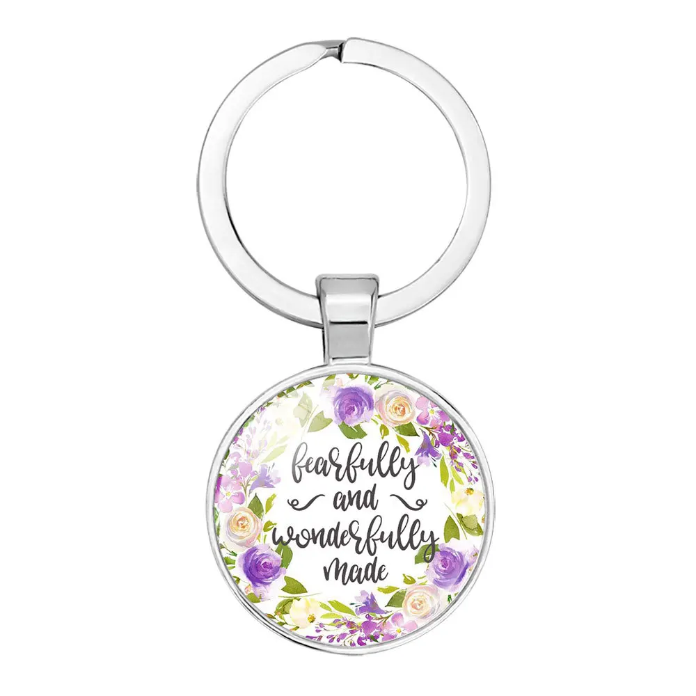 Fashion Bible Verse Key Chains Metal Handmade Glass Keyring Scripture ...