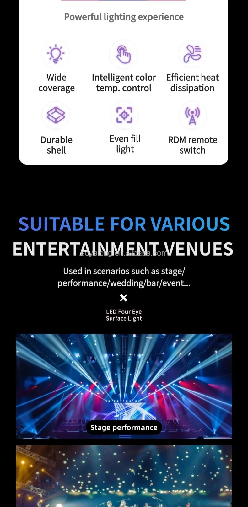200W RGBW Two-Color LED Stage Performance Surface Light Lamp,Corporate ...