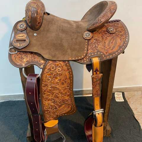 Hot Selling New Leather Saddle Barrel Type With Back Billet & 3 Wide ...