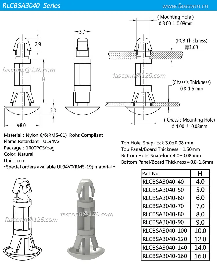 Nylon Cupped Reverse Mounted Locking Circuit Board Support Post for ...