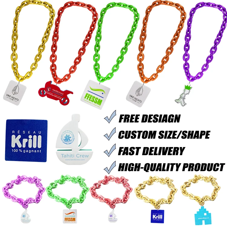 Plastic Chain Necklace - Jumbo EVA Charm for Sports Fans