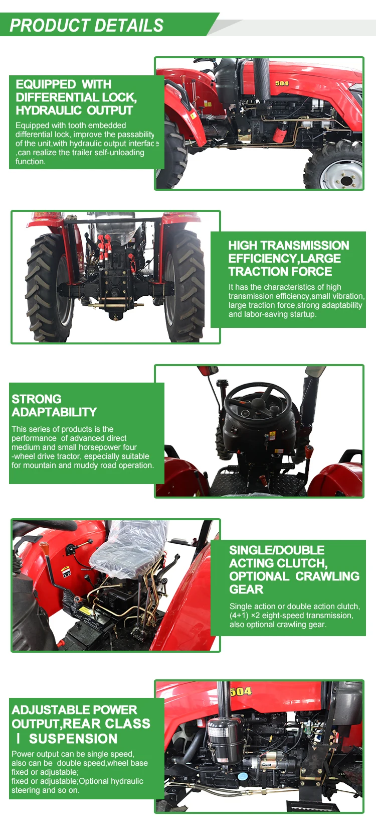 4WD Farm Tractor 504 - 50HP Diesel Tractor for Agriculture