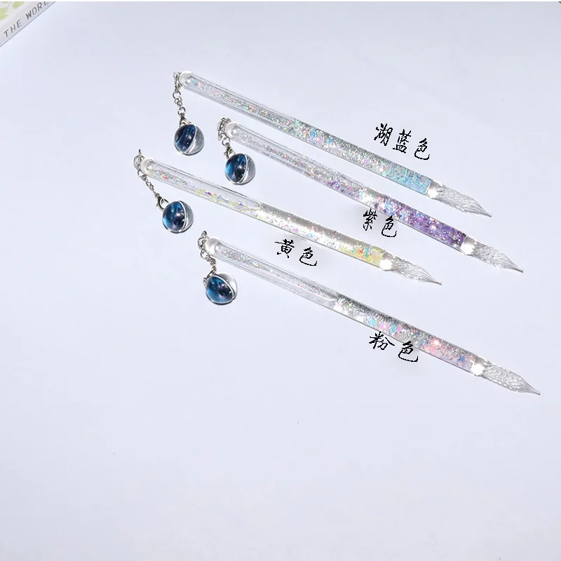 Handmade Glass Dip Pen - Vintage Flower Crystal Pens