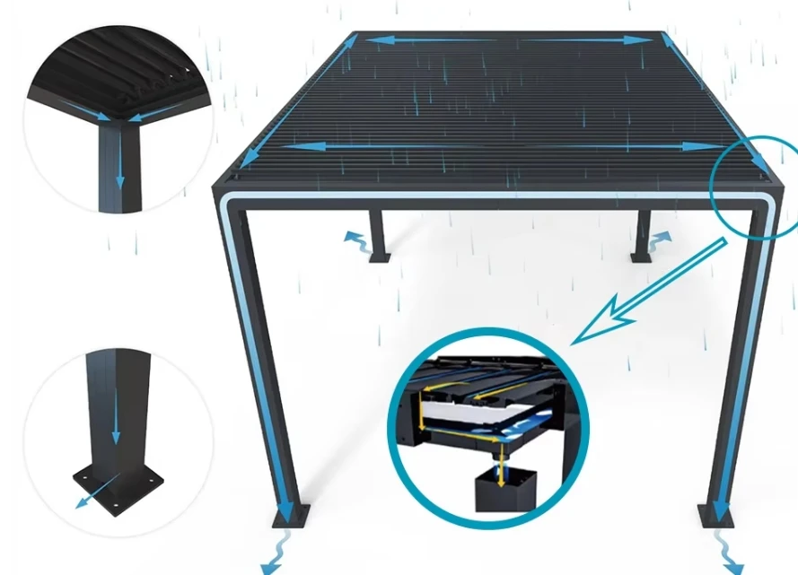 Aluminium Opening Louvered Roof Garden Pergola - WT-G