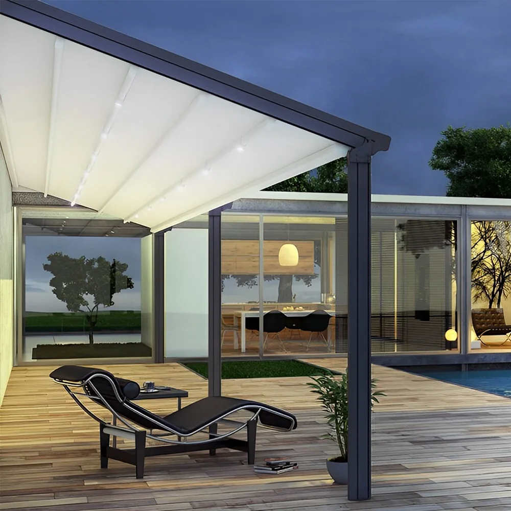 Retractable modern awning with pvc roof polycarbonate wall mounted ...