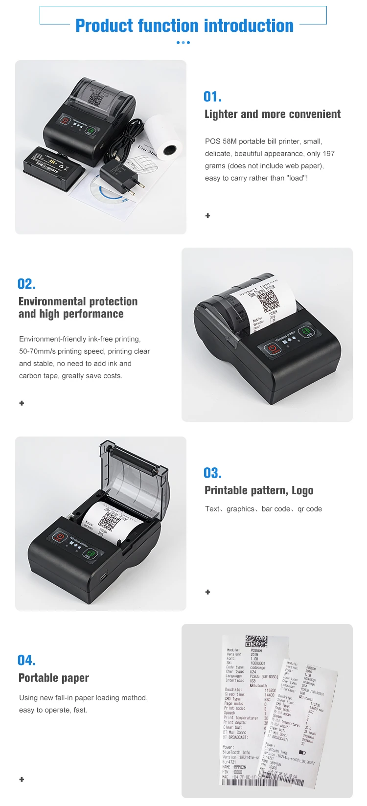 Oem Thermal White Mechanism Mini Interface Head 58mm Thermal Printer ...