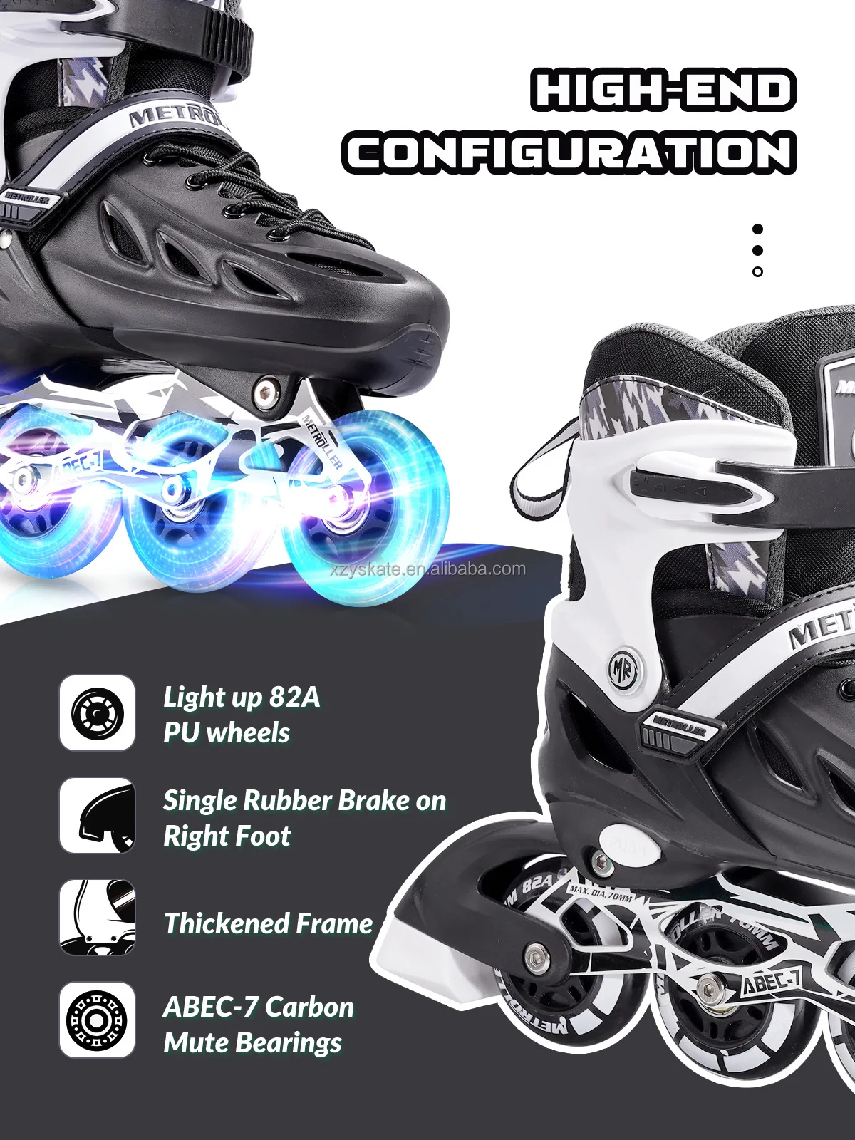 High Quality Colorful Inline Skates XL Size LED Wheels