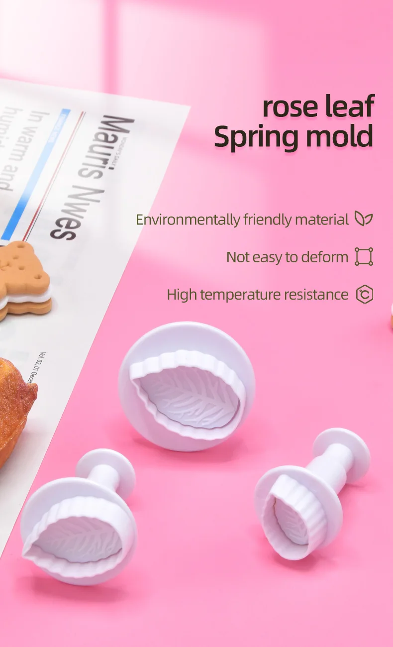 Hot Three-piece Rose Leaf Spring Mold Biscuit Cutting Mold Diy Cake ...