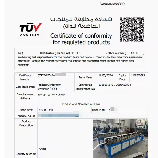 Saber Certificate Of Tdc Flange Forming Machine - Buy Certificate Of ...