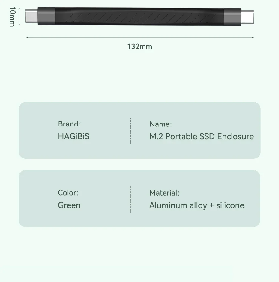 Hagibis 2230 M.2 NVMe SSD Enclosure USB 3.2 Gen 2 10Gbps to NVMe PCI-E ...