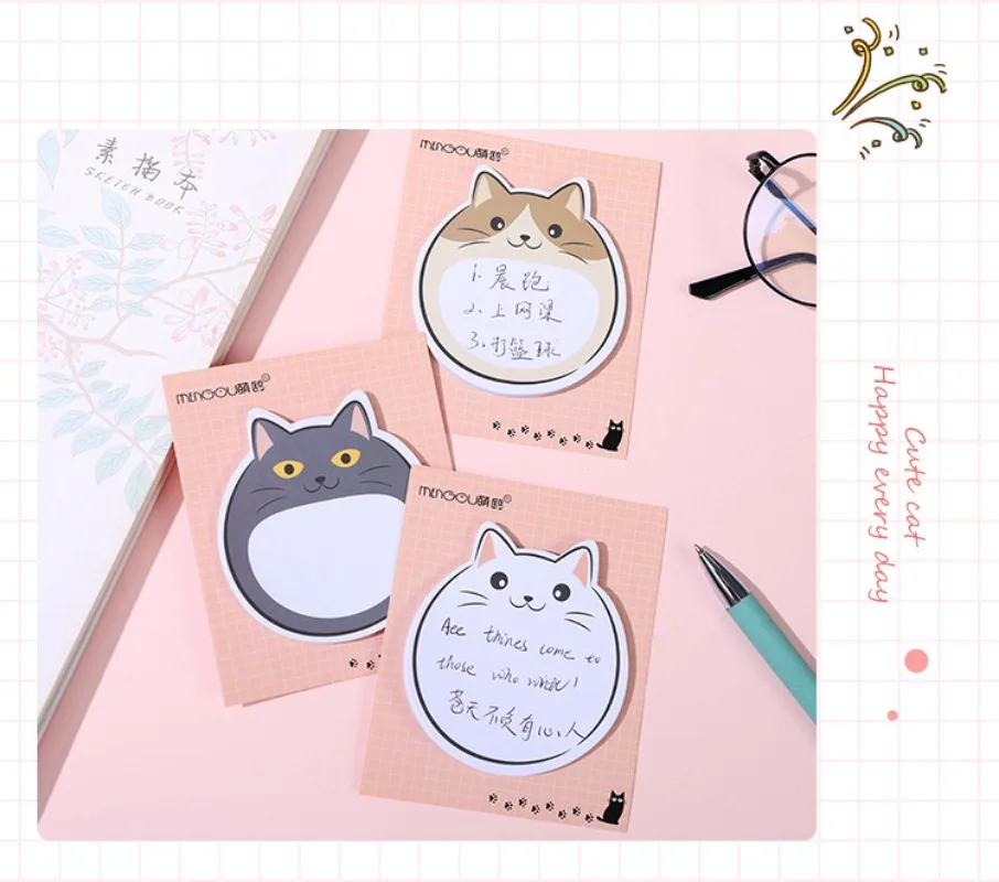 Cartoon Cute Cat Series N Times Posted Messages And Notes Post-it Notes ...