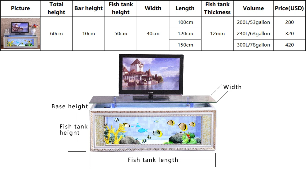 European-style Tv Cabinet Ecological Fish Tank Aquarium Glass Bar ...