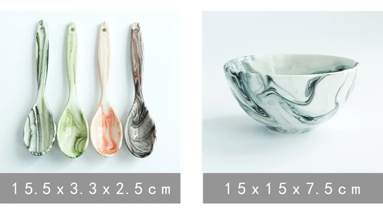 Joyye Marble Effect Ceramic Plates & Bowls - Durable & Stylish