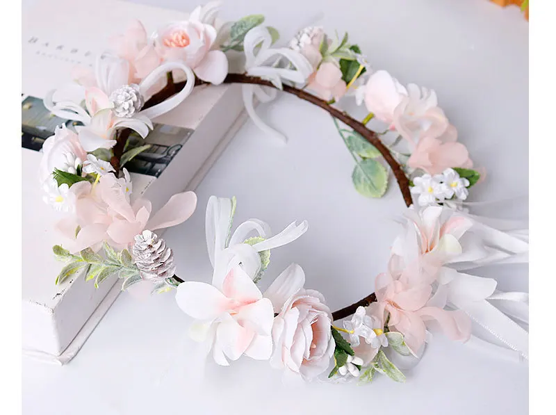 Korean Flower Garlands Hair Hoop Wedding Bridal White Flowers