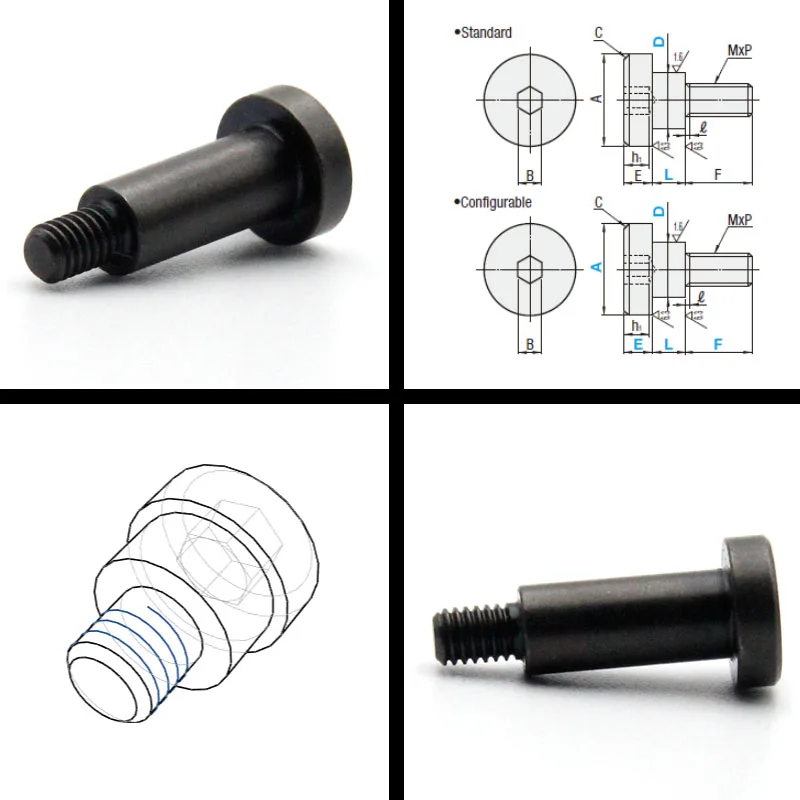 S45C FCBDBR Hex Socket Precision Shoulder Screw Stripper Bolt Cap Head ...