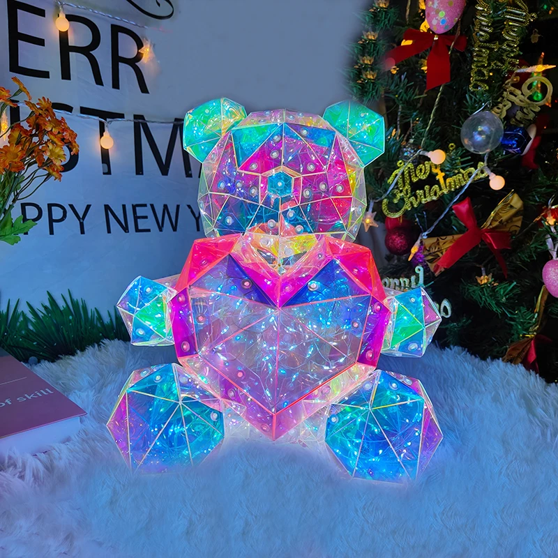 Holographic Bear Novelty Gifts Valentines Day 30 Cm Led Light Glowing ...