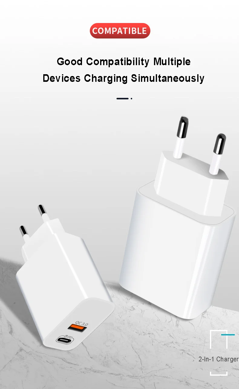 Pd20w Dual Port European Standard Charging Head Suitable For Apple Fast ...