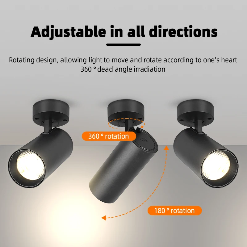 Anti-glare COB Led Track Light - 7W to 40W Surface Mount