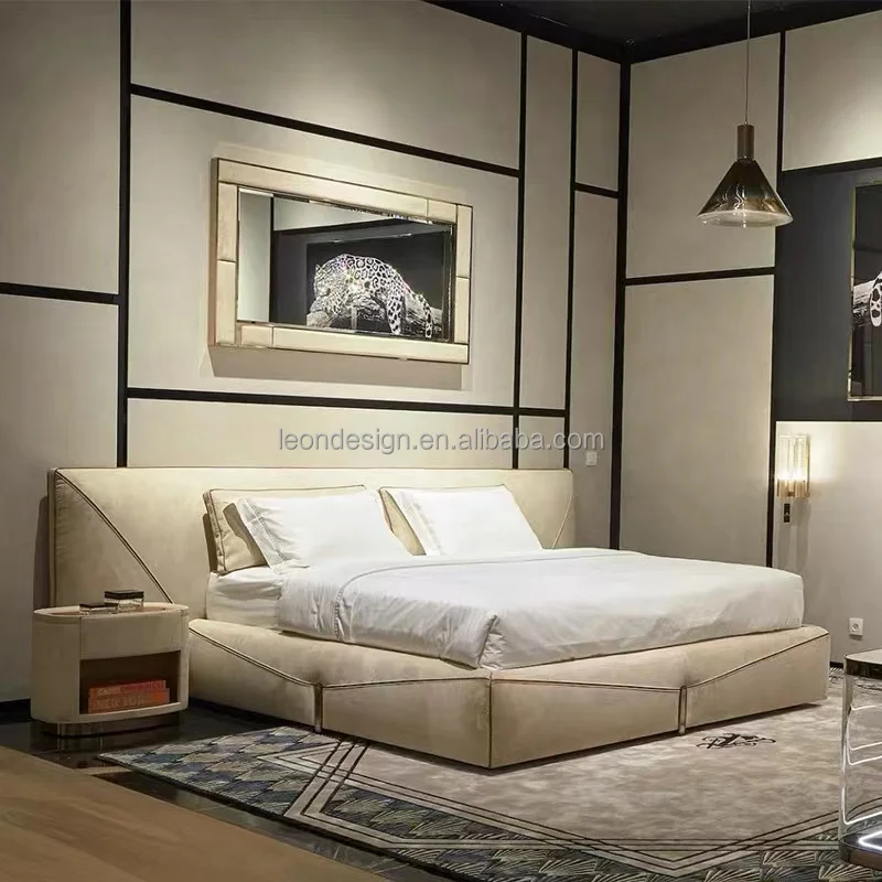 High End Big Headboard Double Bed Custom Stainless Steel Luxury Modern ...