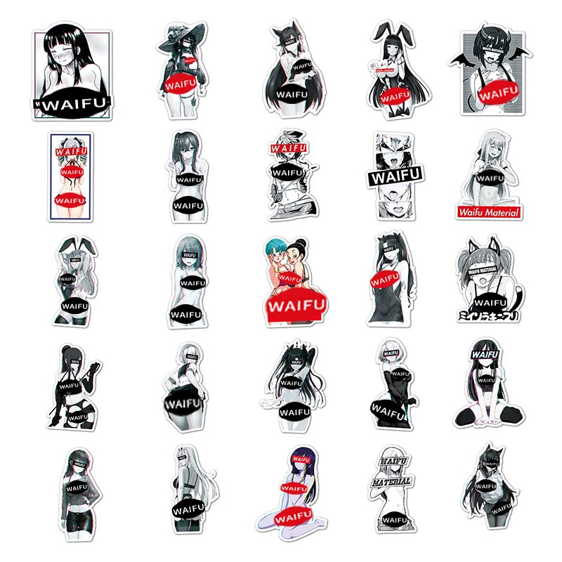 Hot Sale 50pcs Waifu Sexy Girl Anime Vinyl Stickers - Waterproof ...