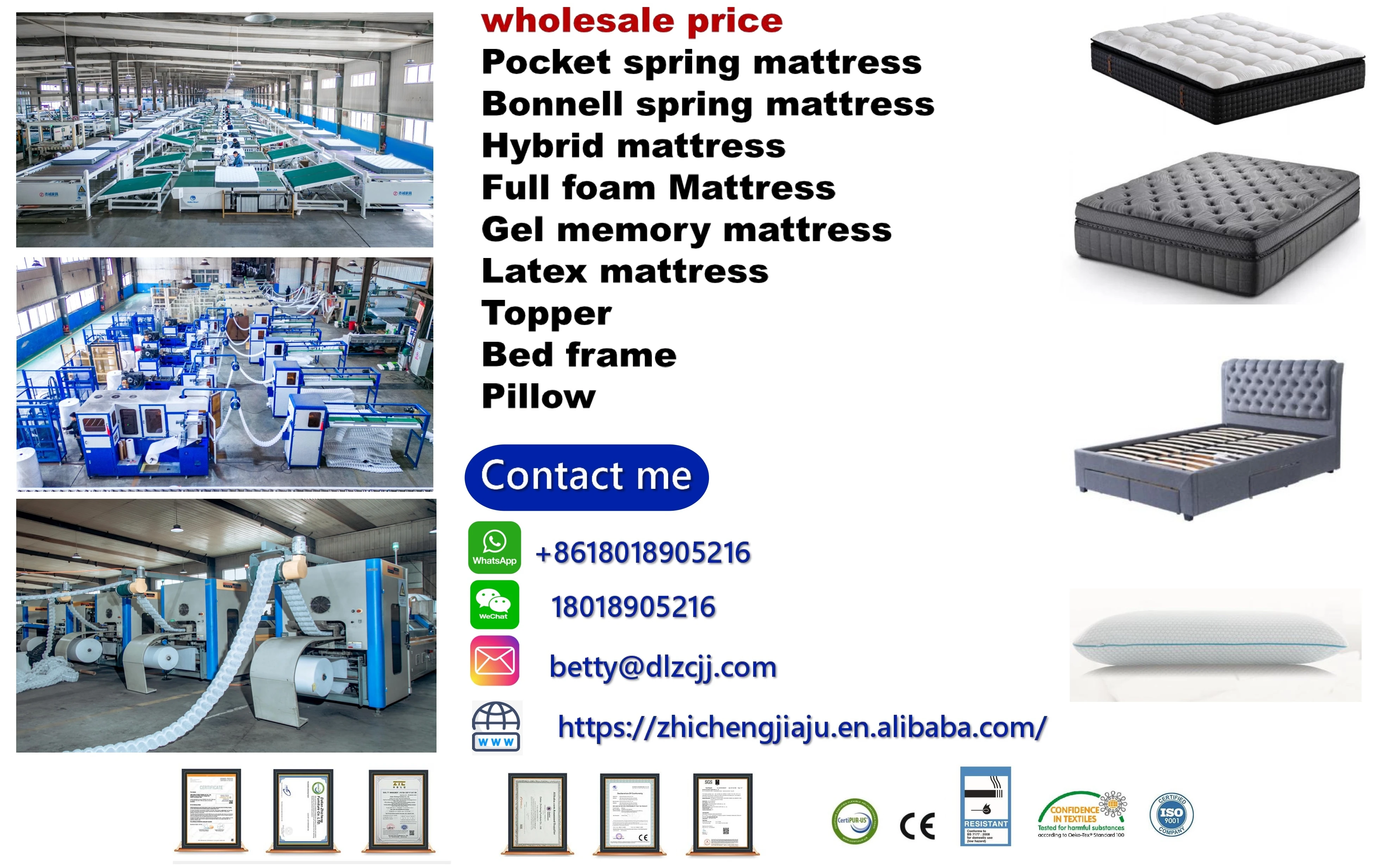 Euro Top Fireproof UK Bed Mattress Queen King Size Fabric Latex Memory ...