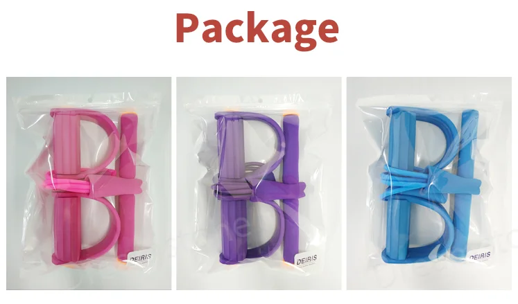 Multifunctional 4 Tubes Latex Foot Pedal Elastic Pull Rope Fitness ...