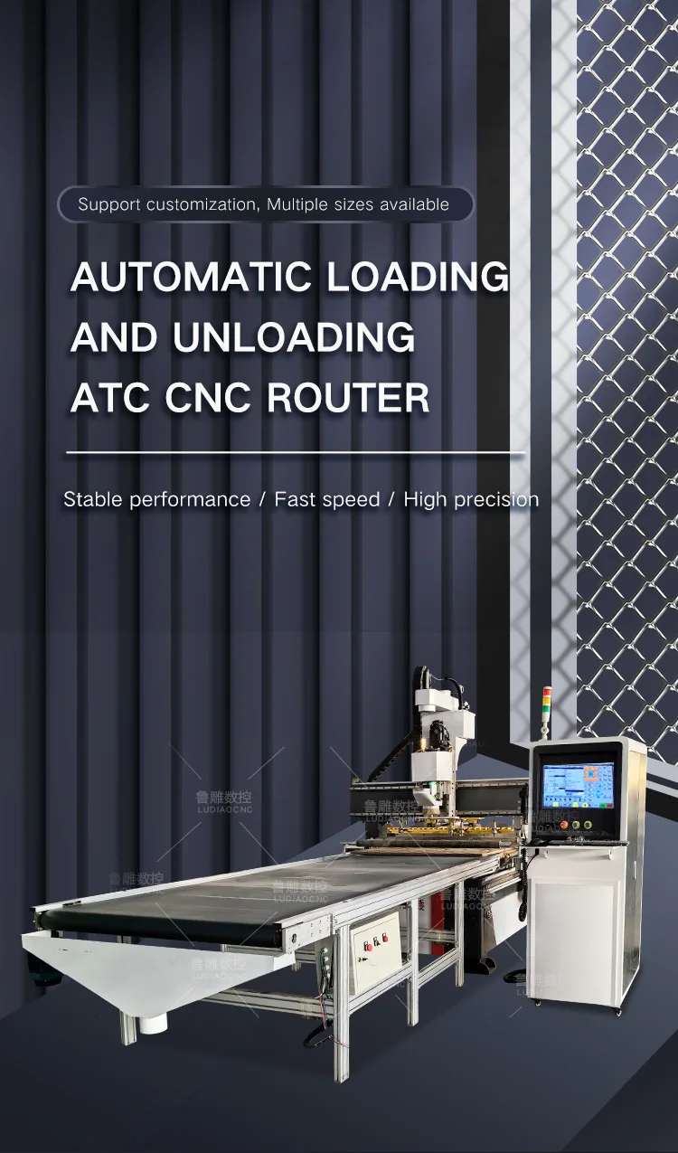 3 Axis Automatic Tool Changer Cnc Router With Load Unload Table For ...