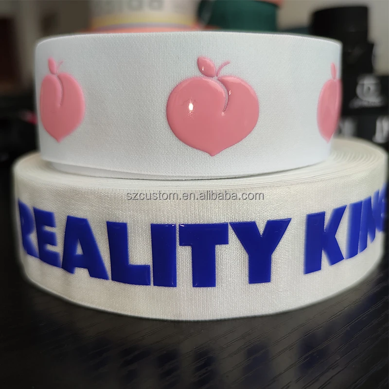 Custom Embossed and Debossed Logo Elastic Webbing Band Strap for Underwear