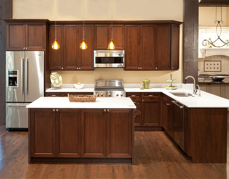 Modern Rta Wood Kitchen Cabinet Design Custom Made Dark Red Cherry ...