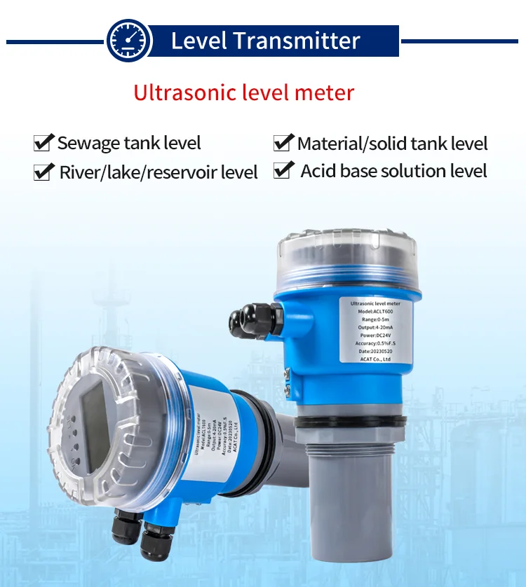 Ac220v Water Level Monitoring Ultrasonic Level Sensor Flow Meter ...