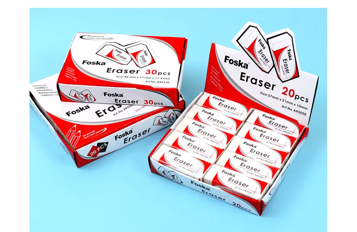 Foska White Soft TPR School Pencil Eraser - Different Sizes