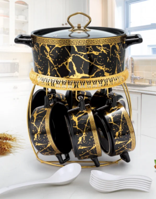 Ceramic Gold Cooking Pot Cookware Set - Danyi Durable