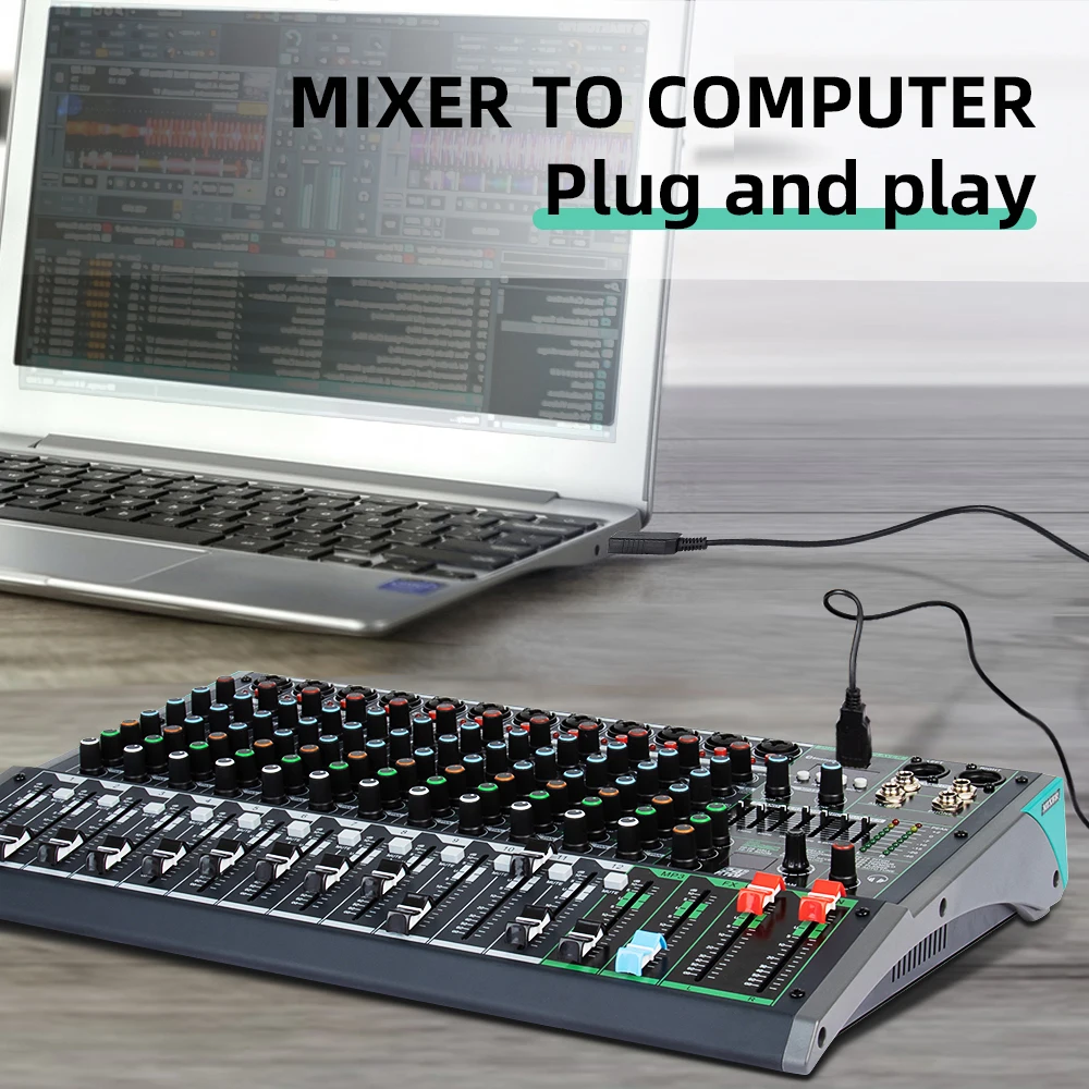 Biner PA12 Audio DJ Mixer - 12 Channel Mixing Console