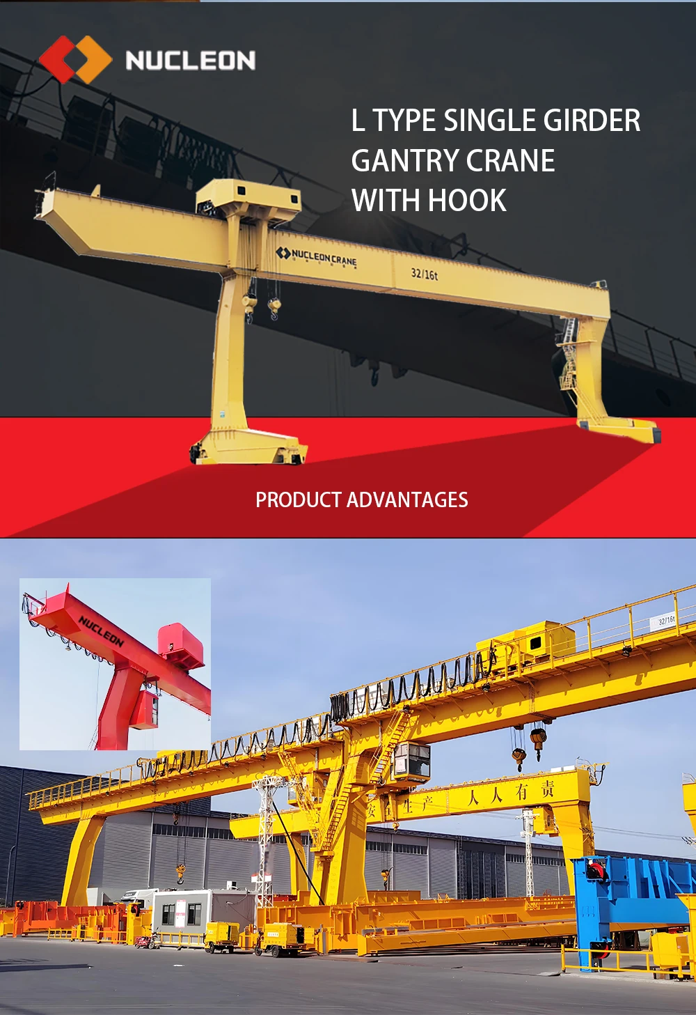 Nucleon Brand L Type Single Girder Gantry Crane Lifting Capacity 5T 10T ...