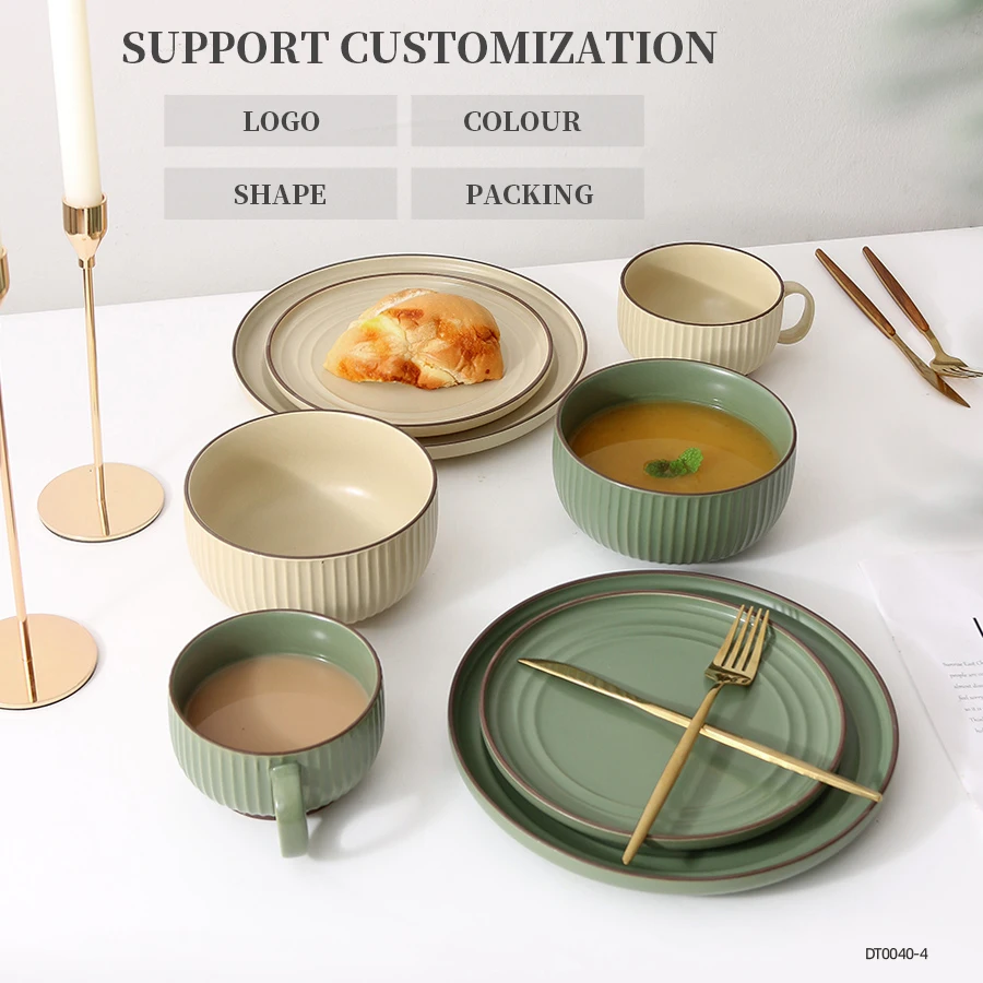 Ceramic Plate Set Porcelain Dinnerware Tableware Household Dinner Table ...