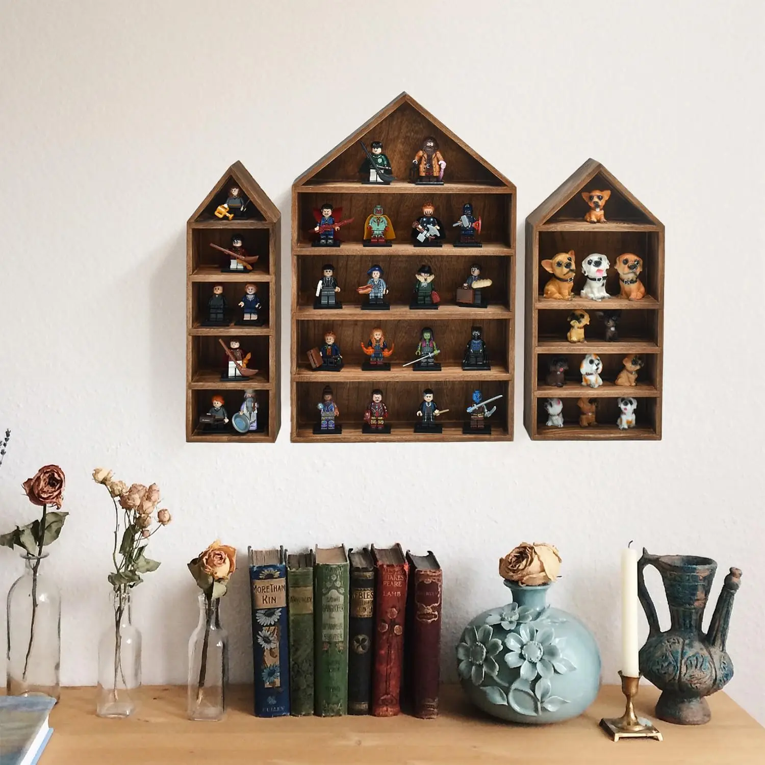 House-shaped Shelf Wooden Shadow Cubby Box Display Shelf Organizer ...