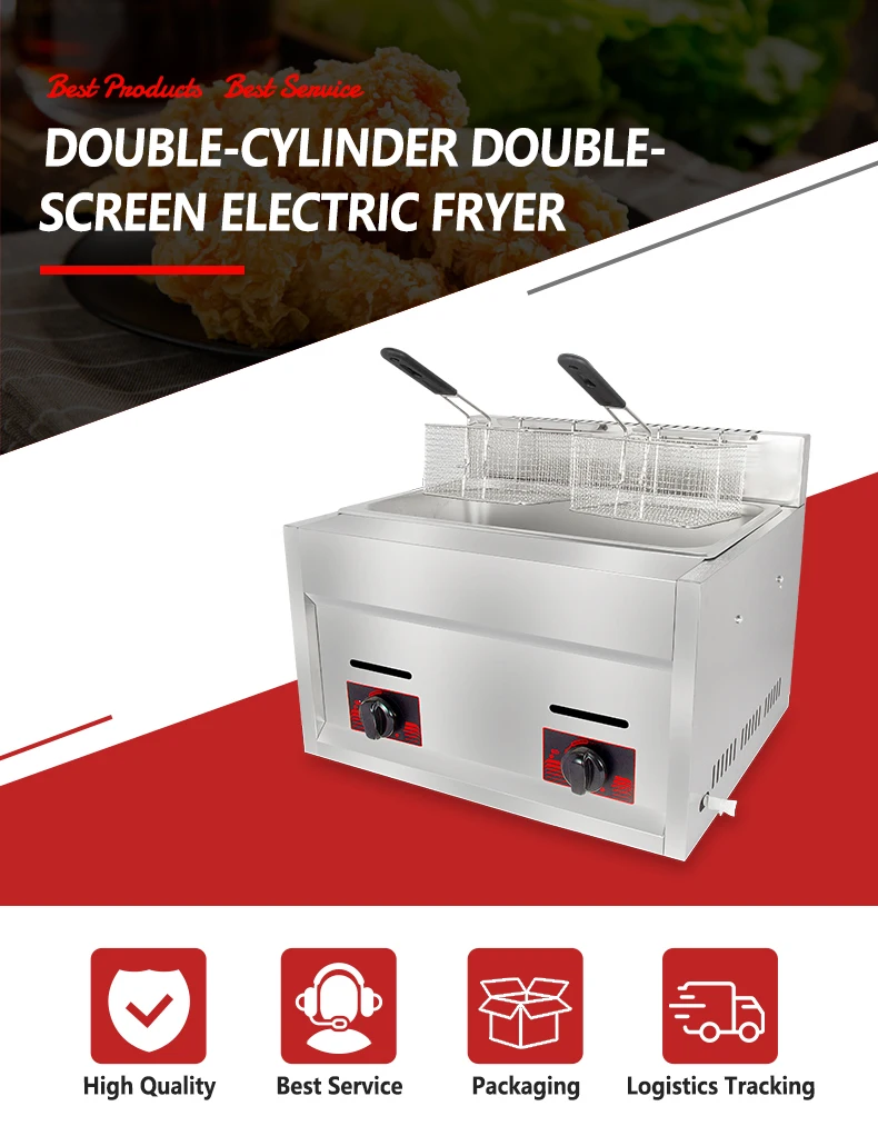 6L+6L Double Tank Gas Fryer - Long Service Life & Efficiency