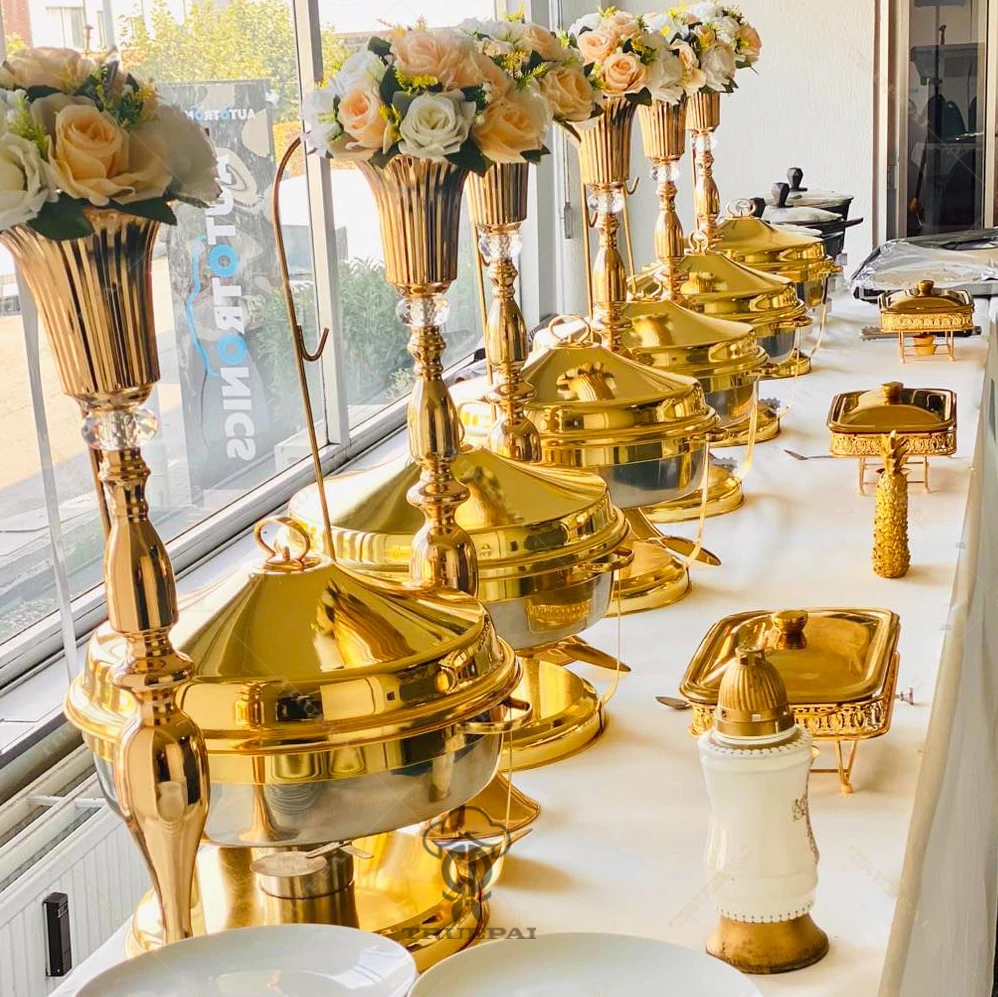 Luxury Hotel Chafing Dish 9.0L Golden Buffet Server Food Display Stand Chefing Dishes Luxury ...
