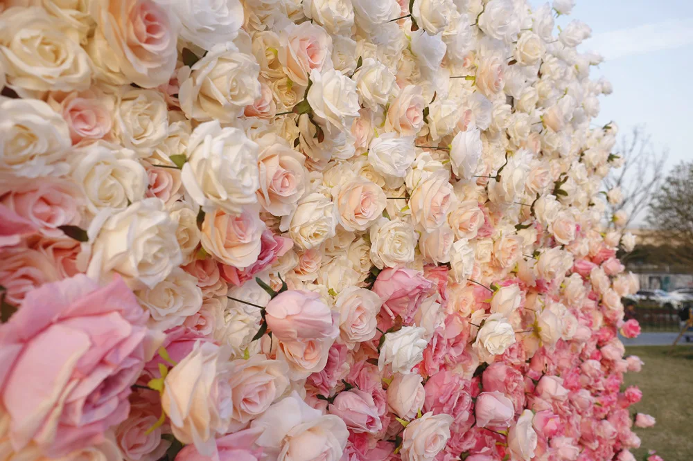 Hot Artificial White Rose 3d Hydrangea Flower Wall Backdrop for Wedding ...