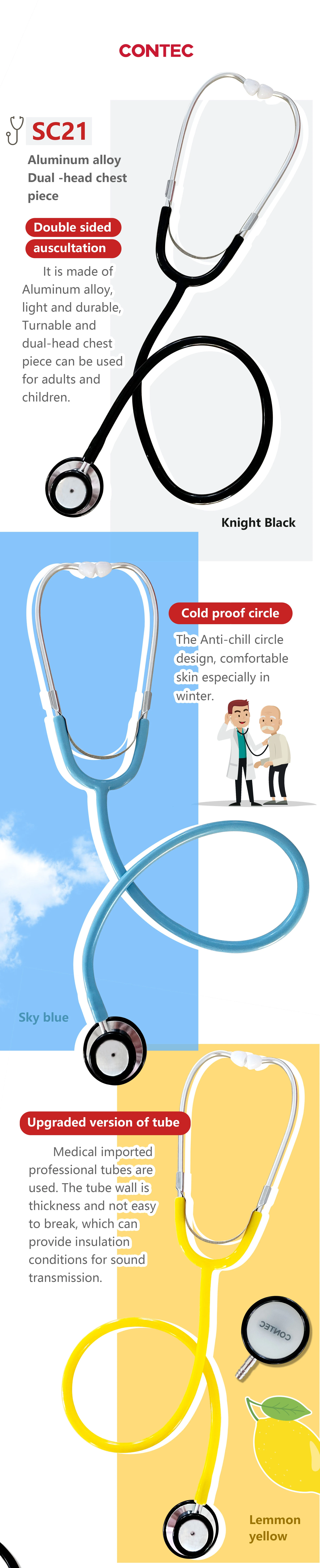 CONTEC SC11/SC21 Stethoscope - Superior Quality & Durability