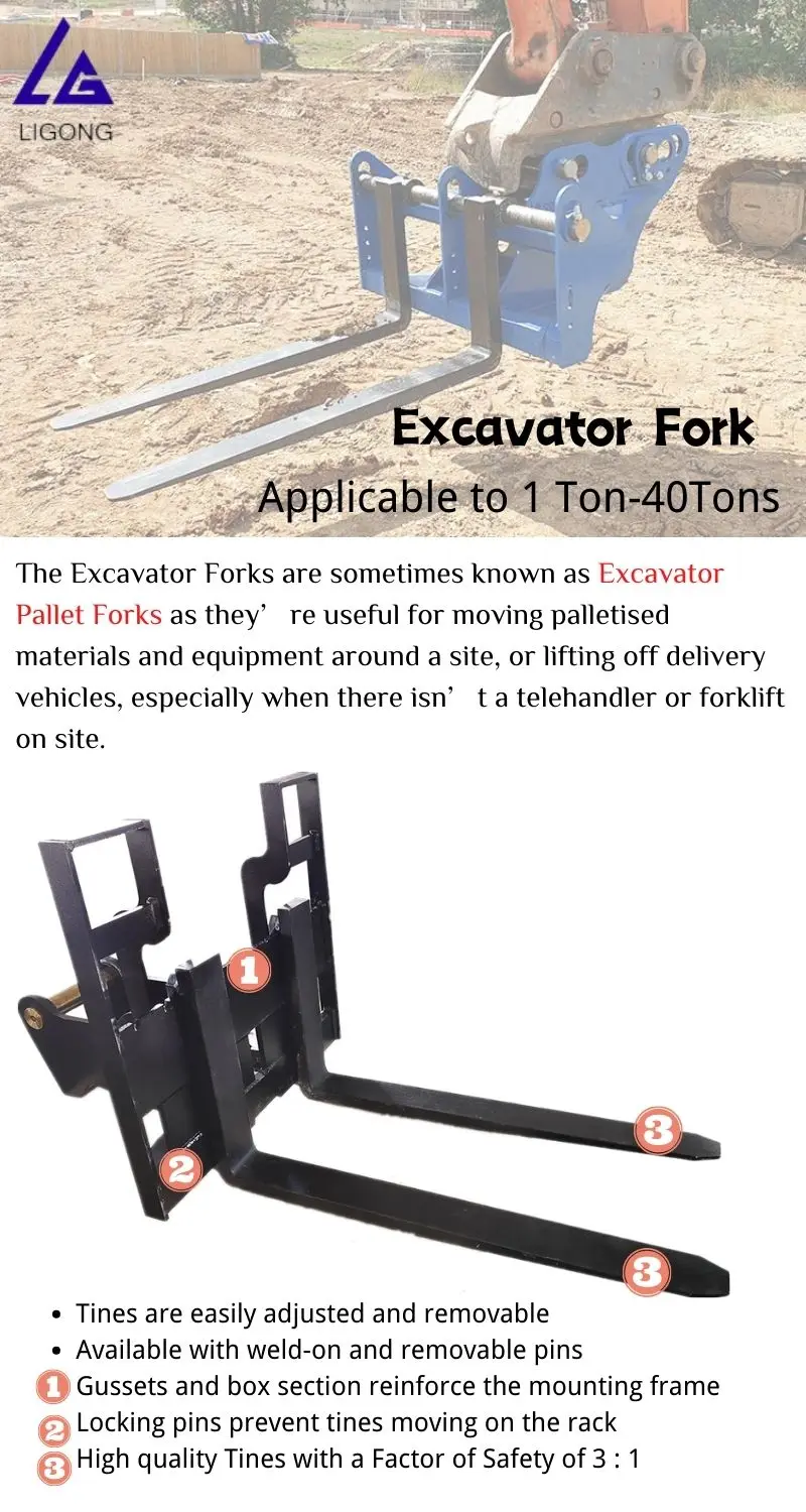 Fork Leg Can Left And Right Move Hydraulic Fork Pallet For Excavator ...