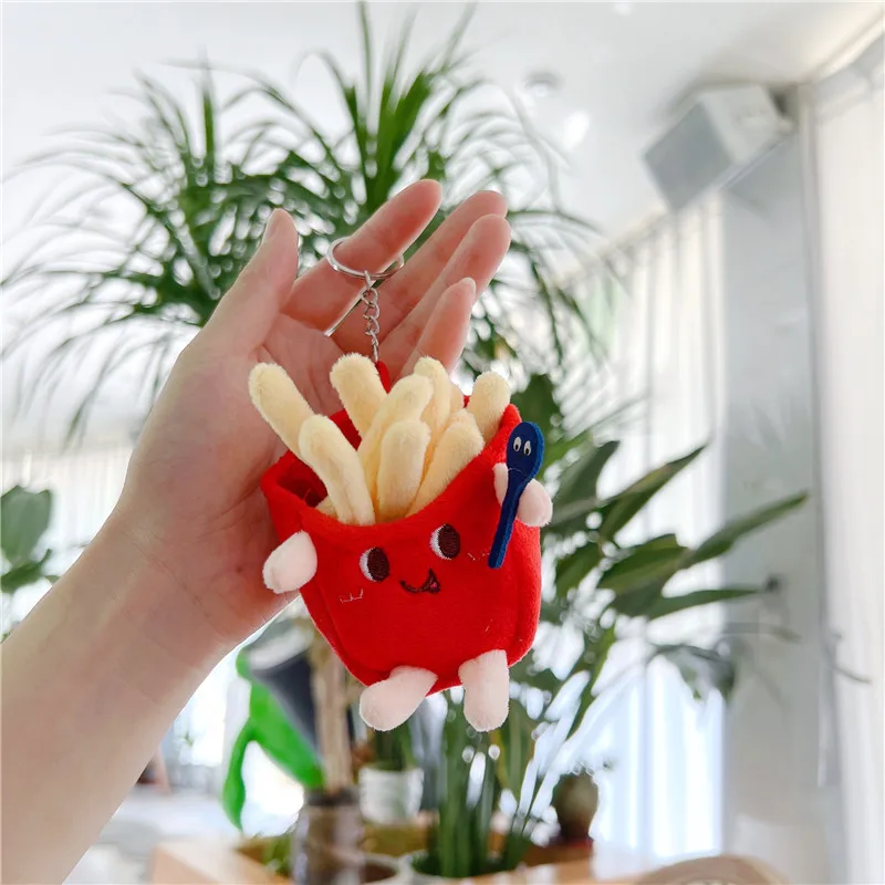 Kawaii Food Keychain Bread Hamburger Hot Dog French Fries Plush Doll ...