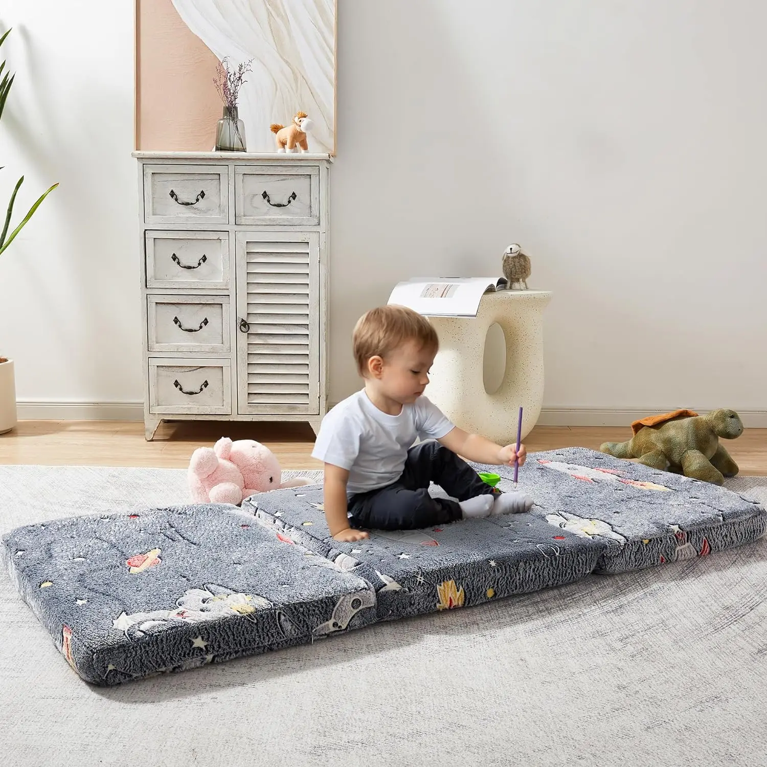 Kids Out Chair Bed Tri Fold Mattress Fold up Children Sofa Convertible ...