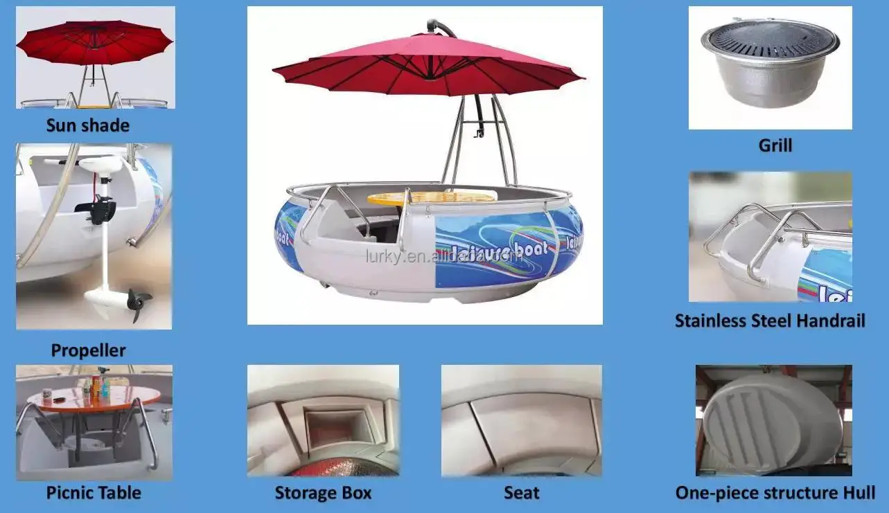 Party Grill Boat Multifunctional Floating Barbecue Restaurant Water ...