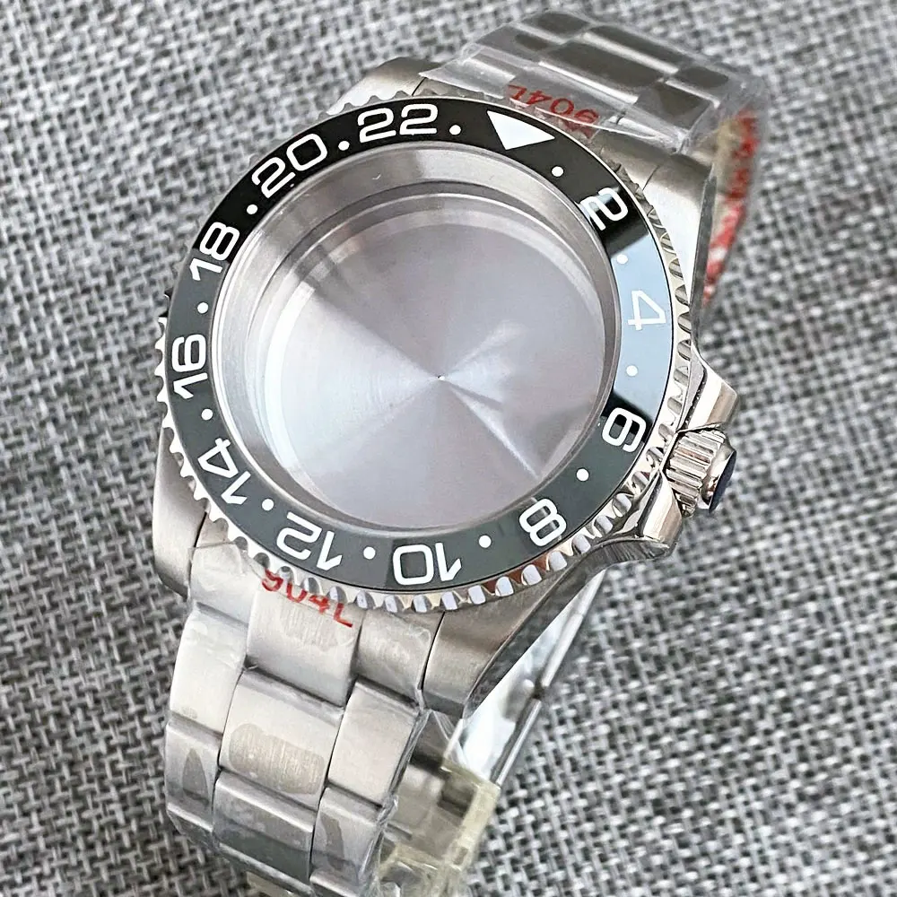 40mm GMT Black Grey SUB Watch Case for NH34 NH35 NH36 NH70 - Stainless ...